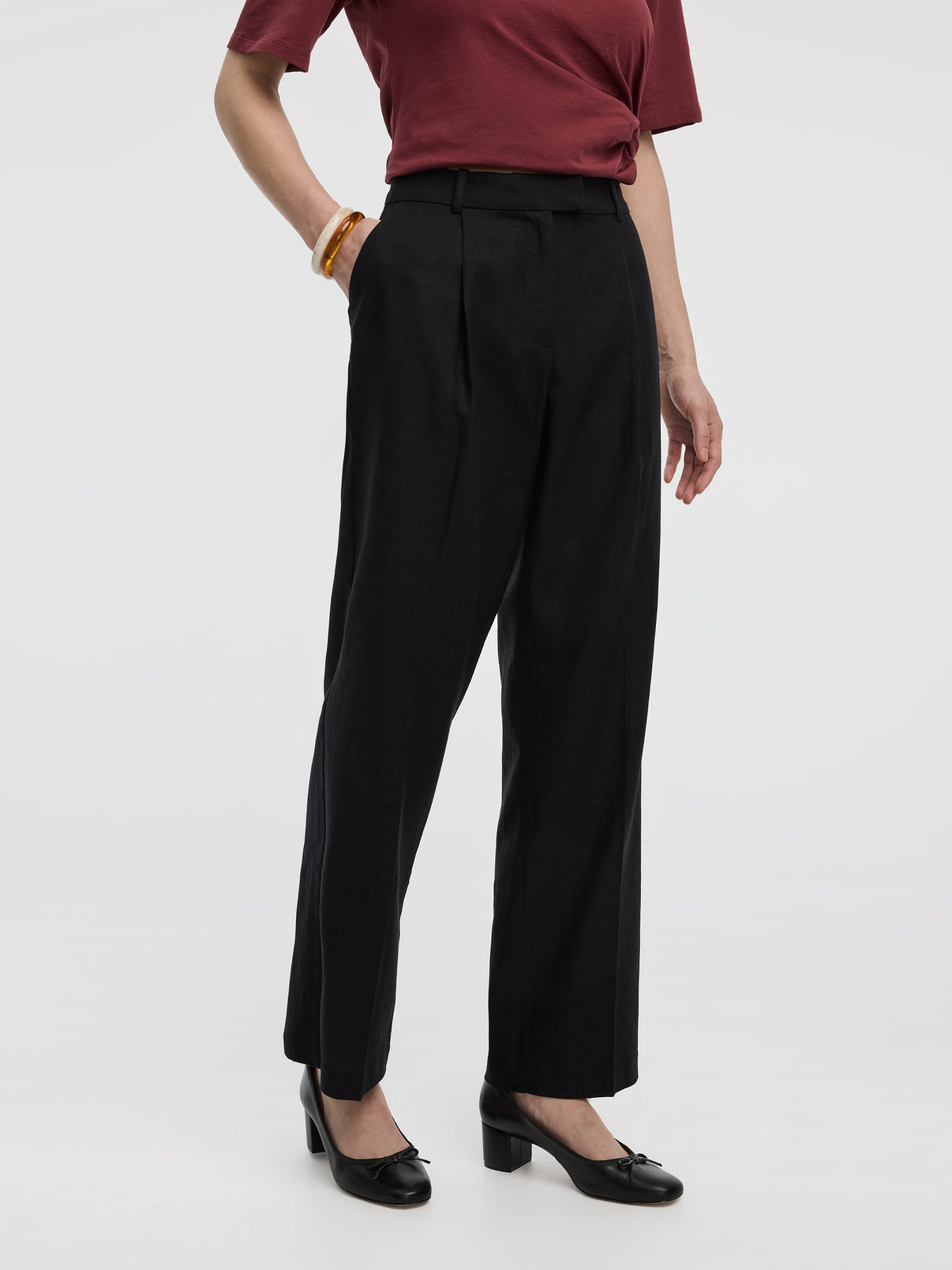 Women’s Linen-Blend Straight-Leg High-Rise Pant | Reitmans