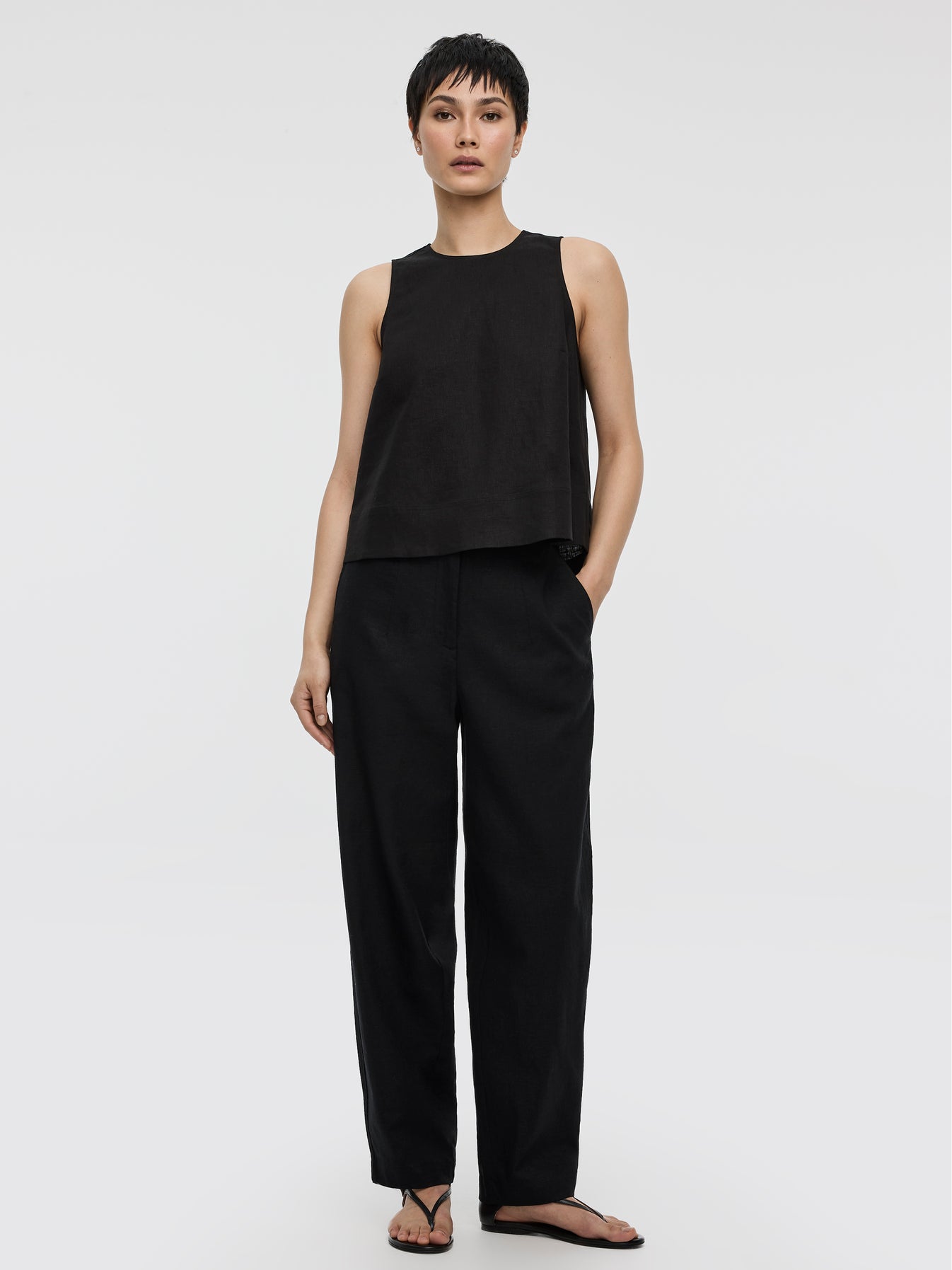 Women’s Linen Blend Barrel Pant with Elastic Waist – Reitmans