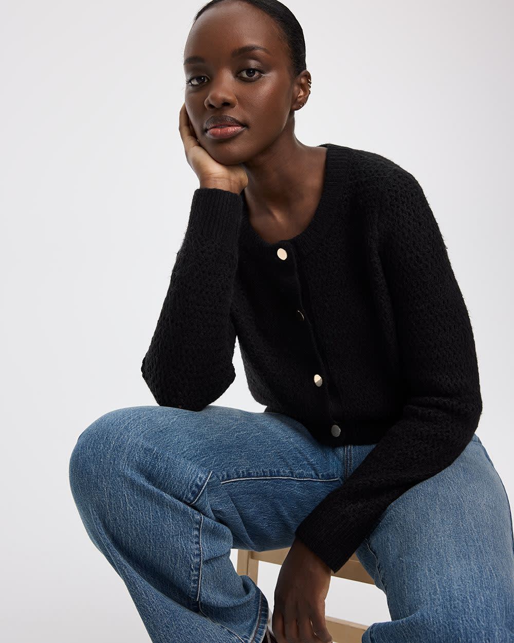 Long-Sleeve Crew-Neck Fitted Cardigan | Regular | Reitmans