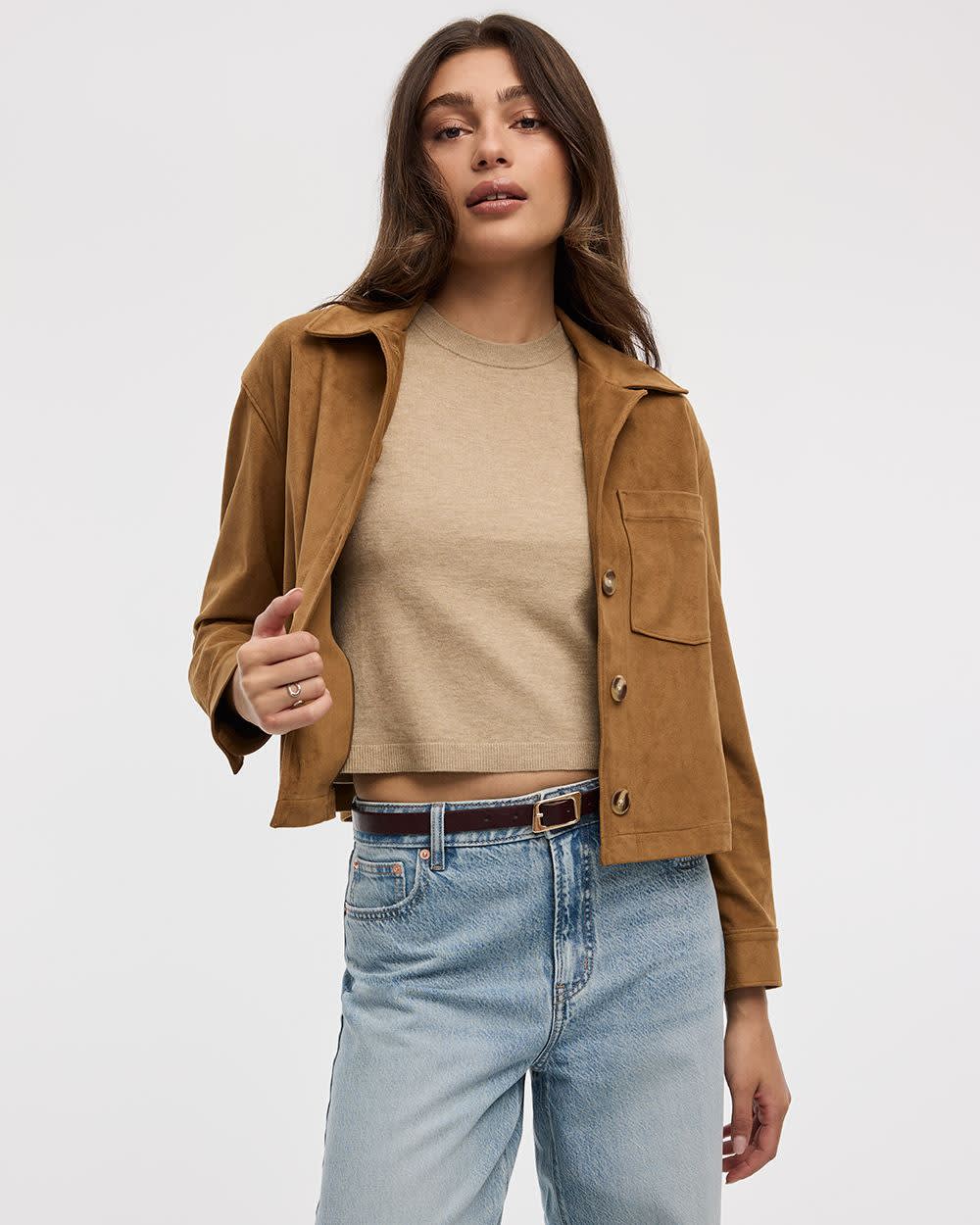 Cropped Faux-Suede Jacket | Regular | Reitmans