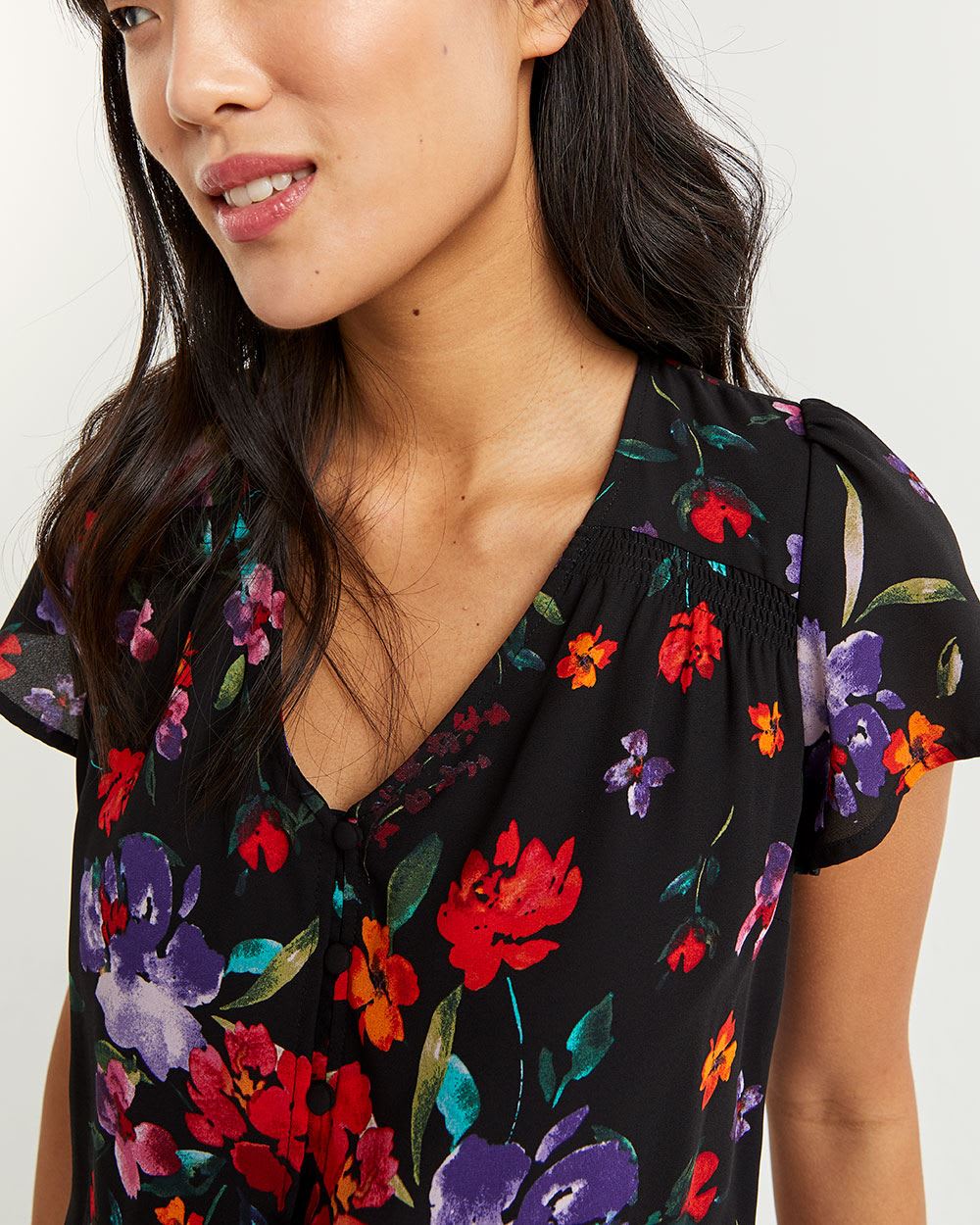 Floral Print V Neck Elastic Waist Dress Regular Reitmans