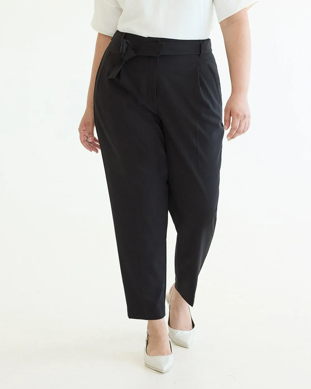 Tapered-Leg High-Rise Pant with Sash - Curvy Fit - The Timeless ...